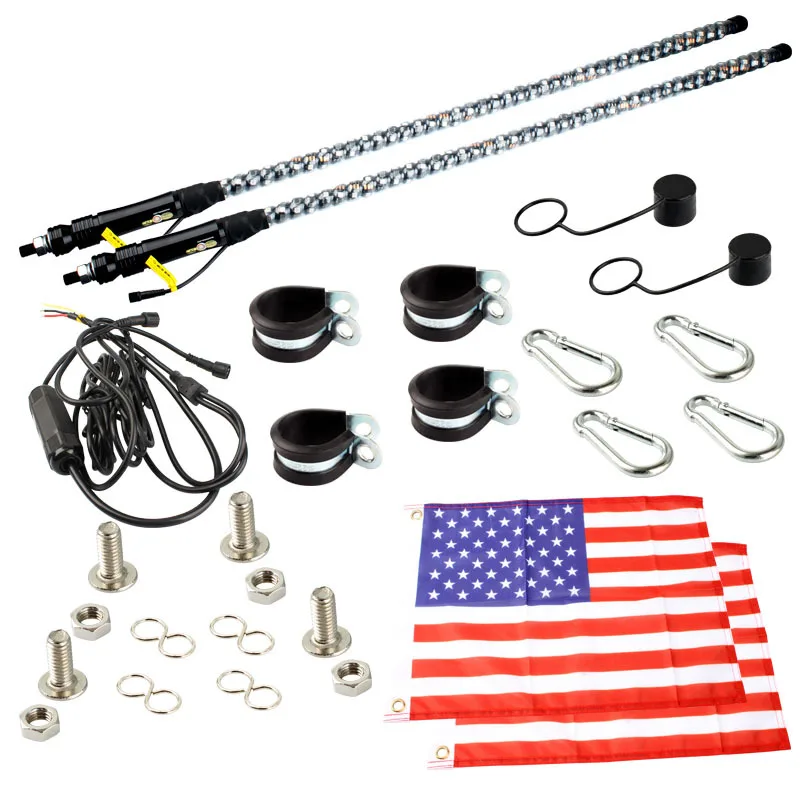 3ft 4ft 5ft 6ft Led Rgb Flagpole Strip Lamp Off Road Car Whip Antenna ...