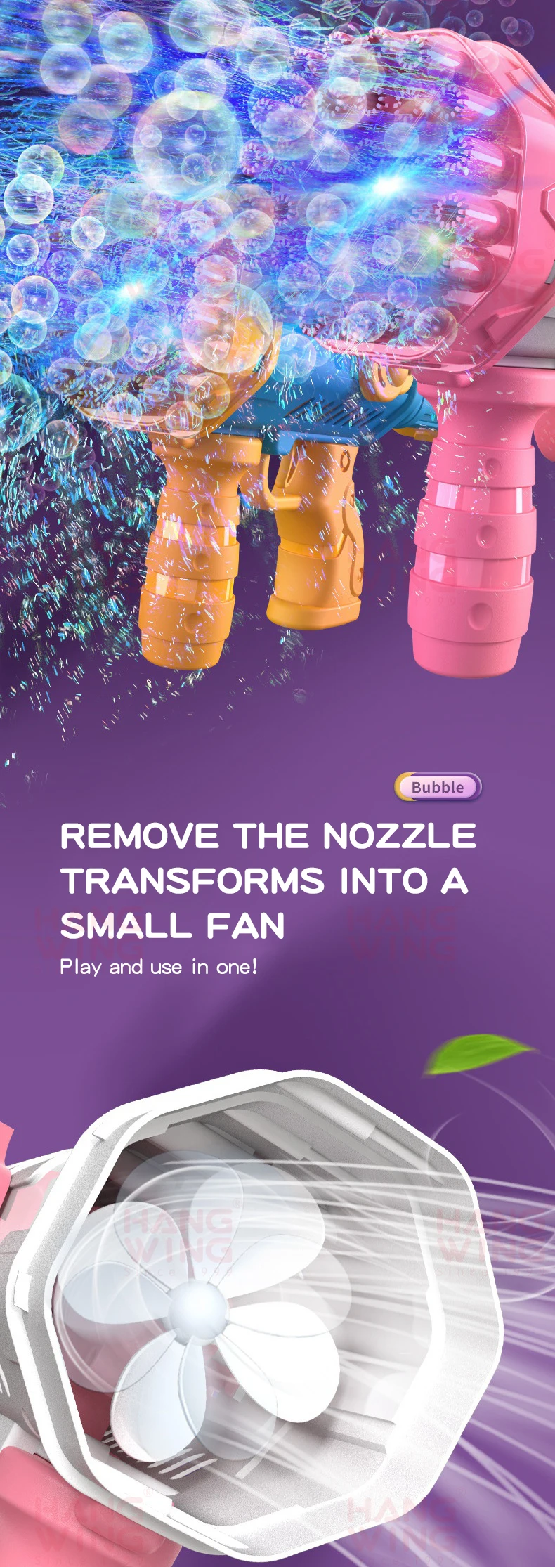 Hw 32 Holes Fully Automatic Bubble Machine Bazooka Smoke Angel Bubble Machine Gun With Light ...