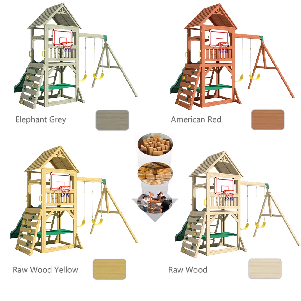 Outdoor Climbing Frame Jungle Swing and Slide Sets Wooden Children ...