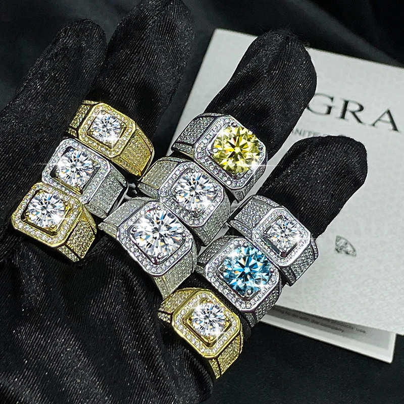 Ashabell 18K Moissanite Ring for Men - 3ct Engagement