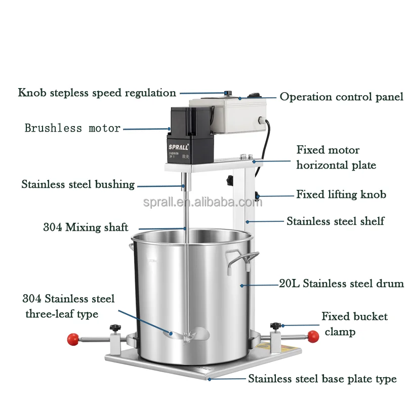 SPRALL 20L Chemical Electric Motor Agitator Ink Mixer Drum Digital ...