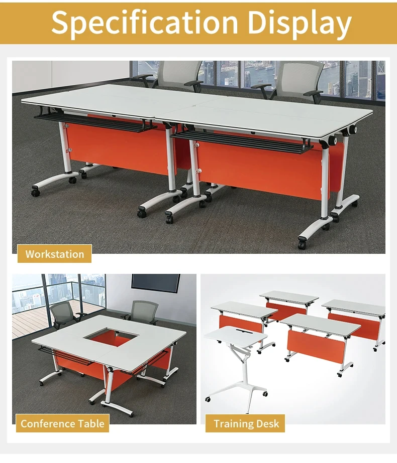 Folding Stackable Wooden Conference Table - Adjustable & Durable