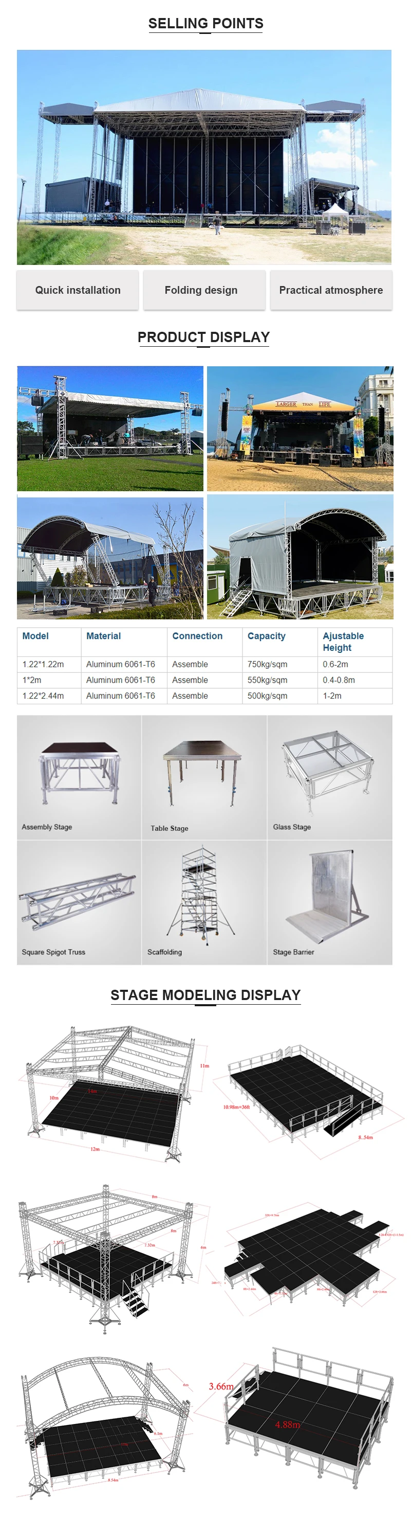 Cheap Folding Mobile Portable Fashion Adjustable Stage Platform for ...