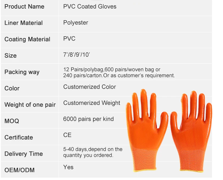 Orange Pvc Coated Industrial Hand Gloves - Buy Winter Gloves For ...