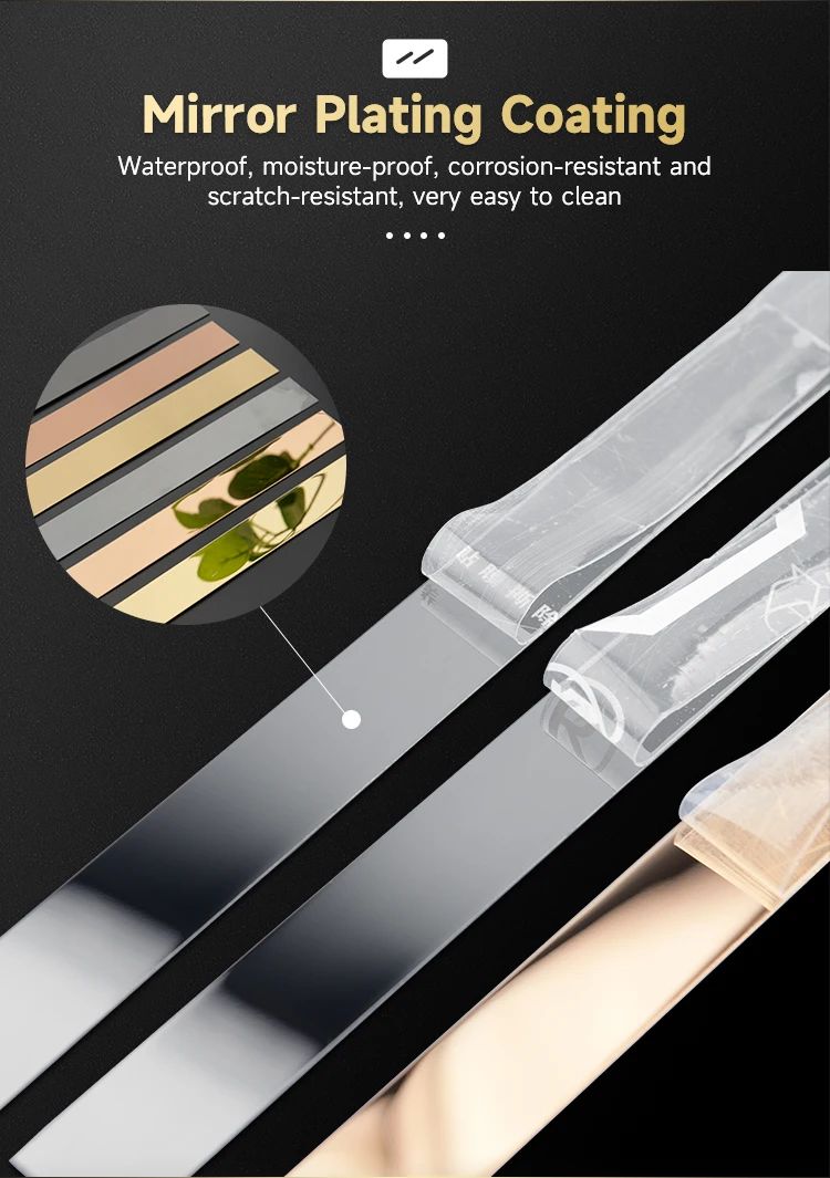 Metal Golden Lines Stainless Steel Tile Trimming Strip With Adhesive ...