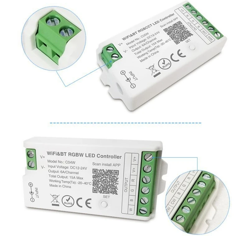 C05w Wifi Rgb Cct Led Controller 2.4g Rf Led Remote Control For 5050 ...