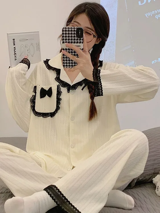 Women Girl Long Sleeve Sleep Wear Piyama Daster Wanita Pijama Feminino ...