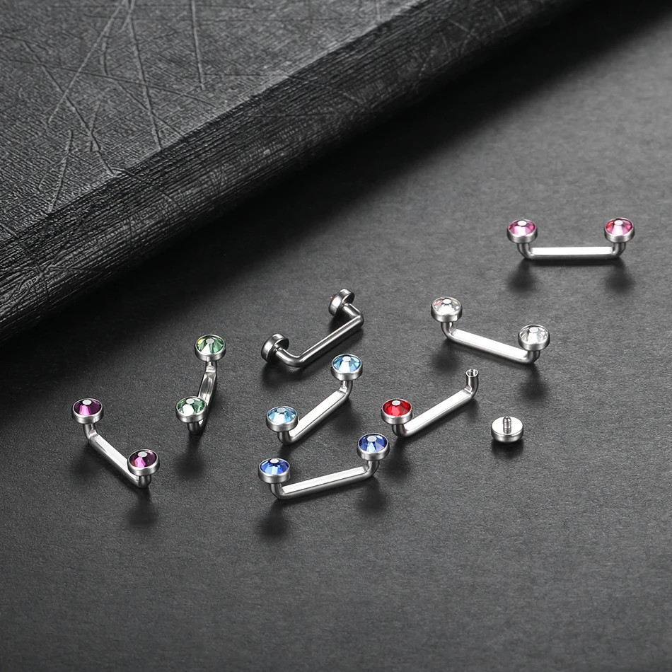 Implant Grade Titanium Internally Thread Crystal Gem Surface Barbell ...