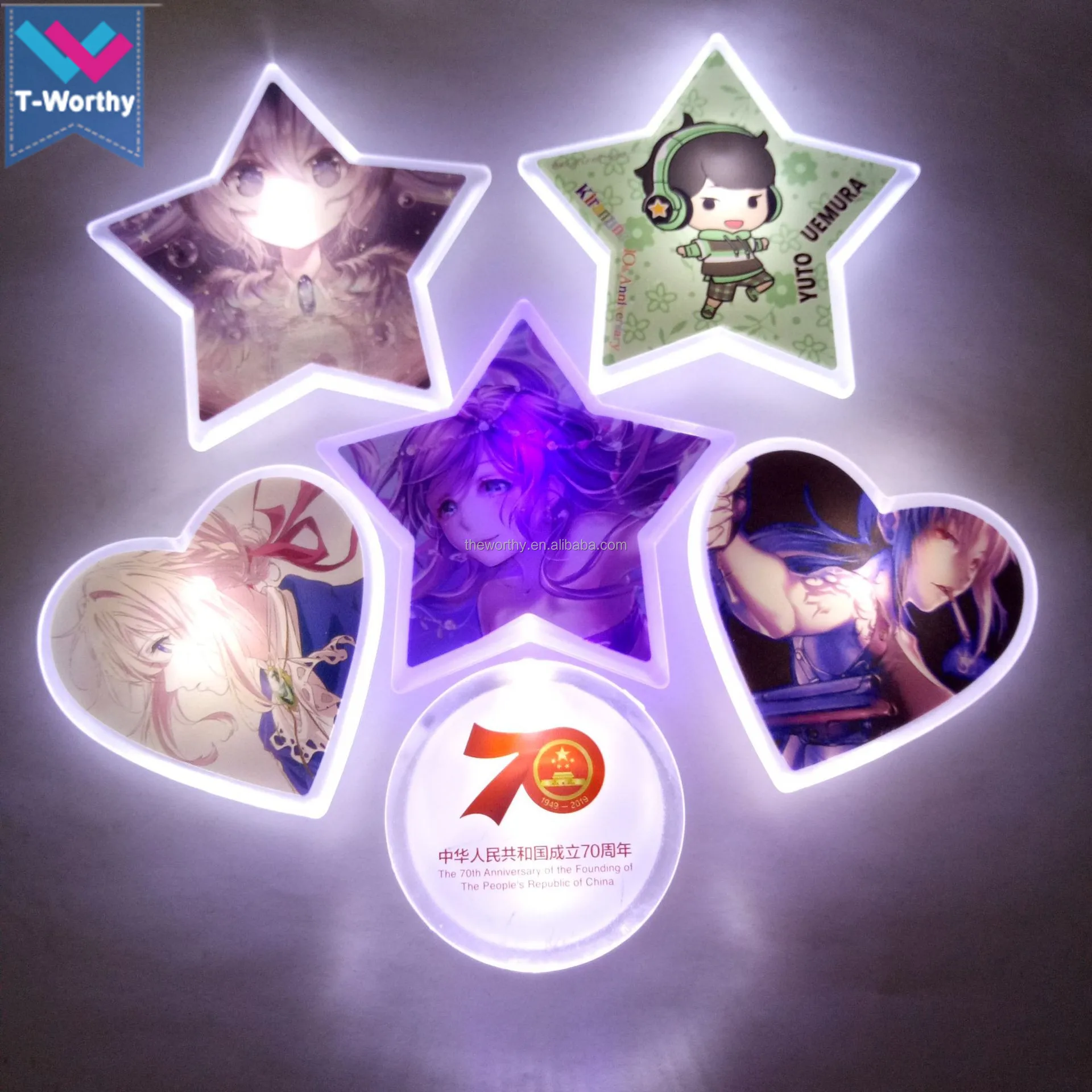 T-Worthy Round Shape LED Flashing Badge PIN Custom Logo Promotion Gifts ...