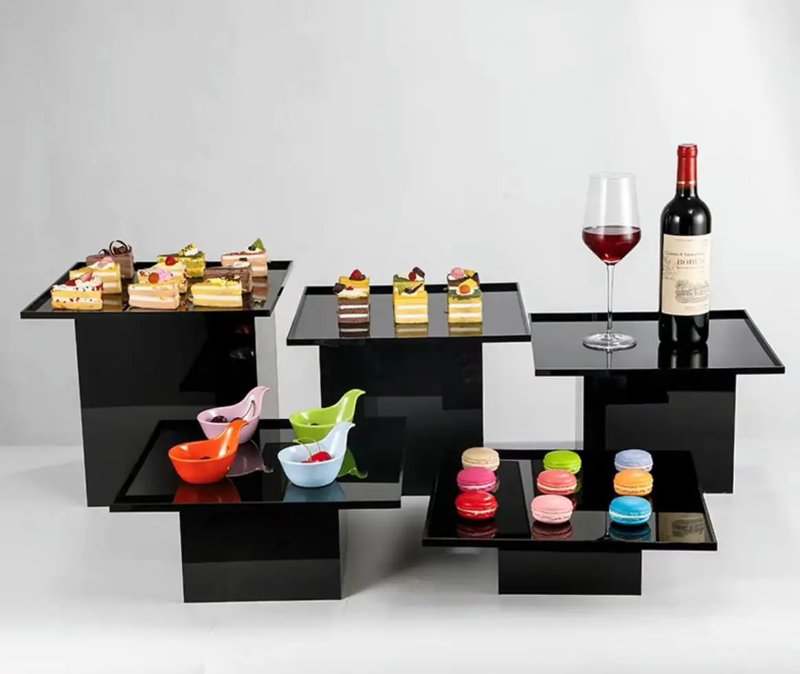 Xinkeda Acrylic Display Risers Buffet Display Risers Black Display ...