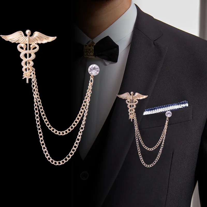 Personality Retro Snake-shaped Angel wings Corsage Tassels Chain ...