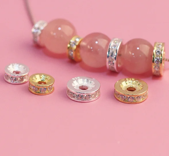 Real Sterling Silver Micro Paved Cz Diamonds Spacer Beads Rhinestone ...