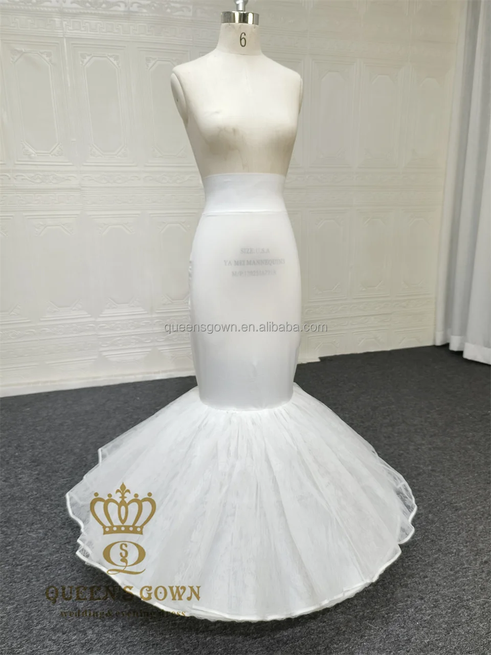 QUEENSGOWN Mermaid Petticoat for Wedding Dress Fluffy 2Hoops 2 Layers ...