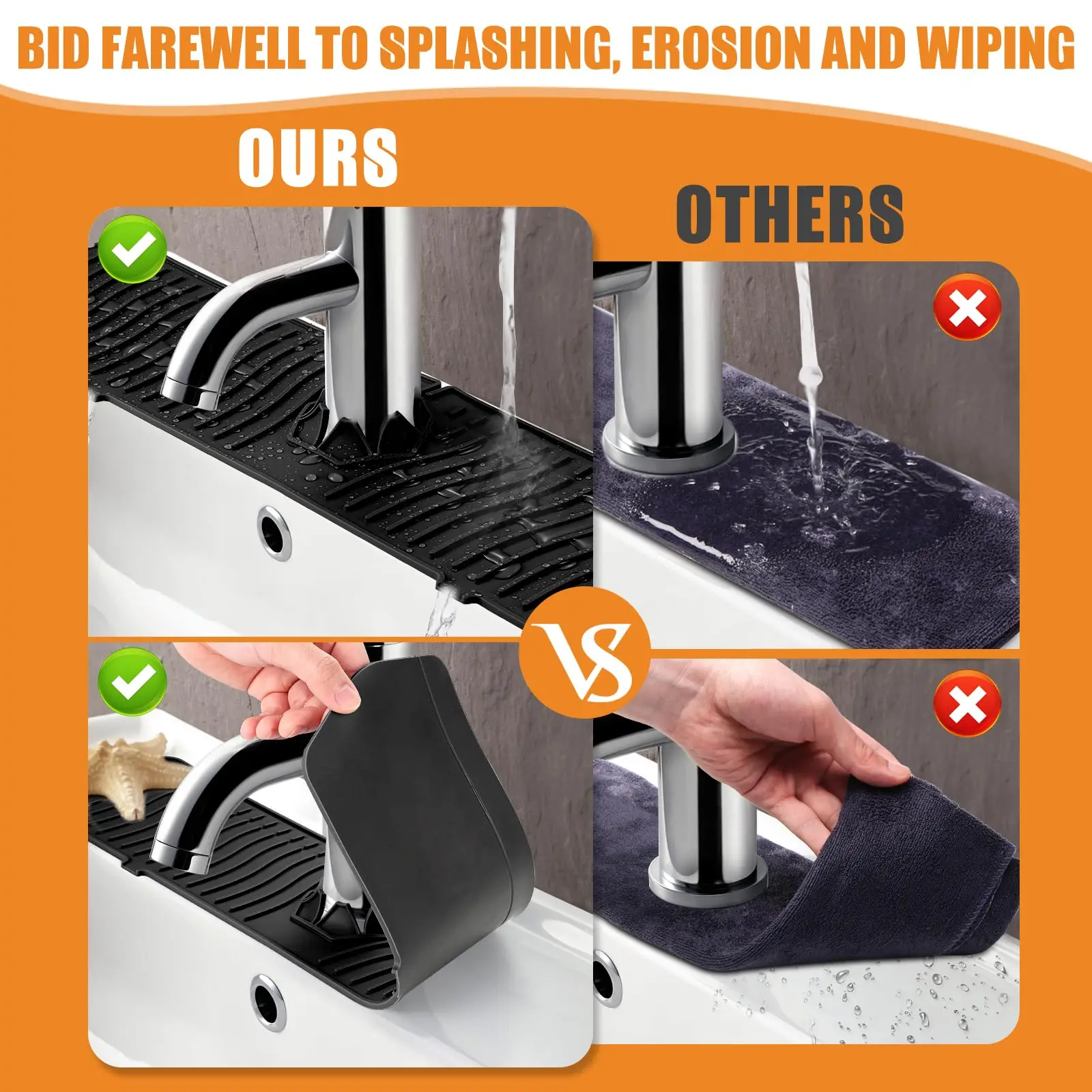 Custom Silicone Kitchen Sink Water Splash Guard Baffle Board With ...