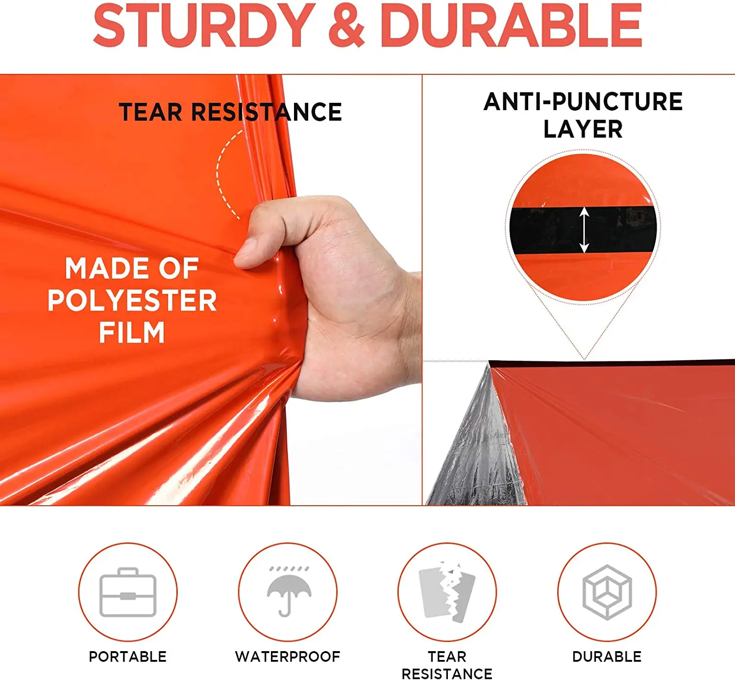 Camping Portable PE Emergency Shelter Waterproof Lightweight Outdoor ...