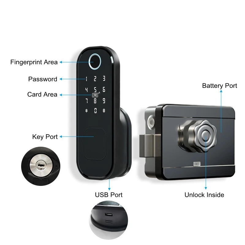 Fingerprint Remote Control Outdoor Door Electronic Gate Lock Bluetooth ...