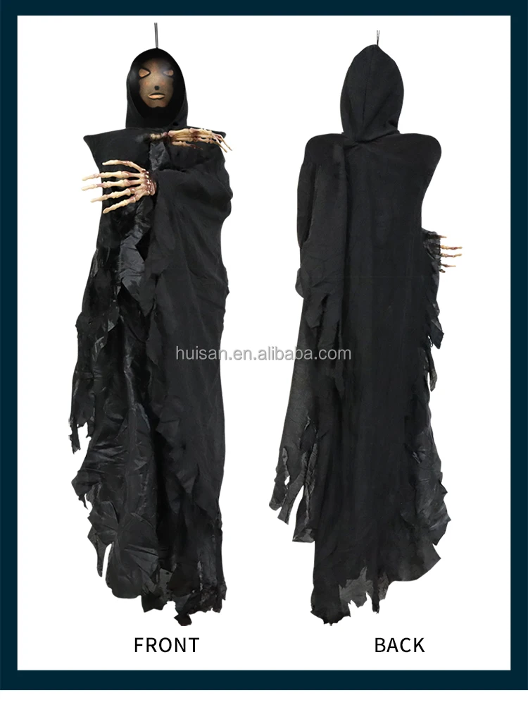 Black Color Haunted Animatronics Standing White Ghost Halloween ...