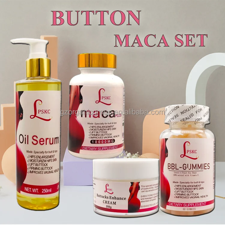 Hot Sale Big Butt Enlargement Cream Oil Pills Set Maca Buttock Hips ...