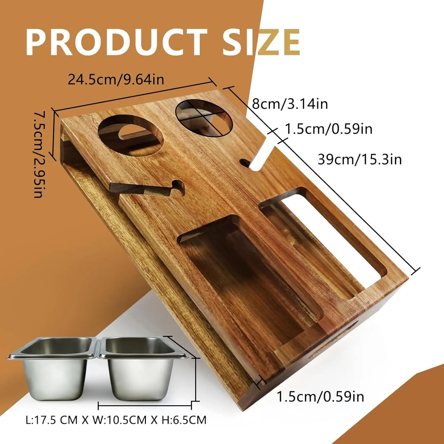 Wood Couch Bar Snack Box Caddy Tray Organizer Sofa Tray with Drink ...