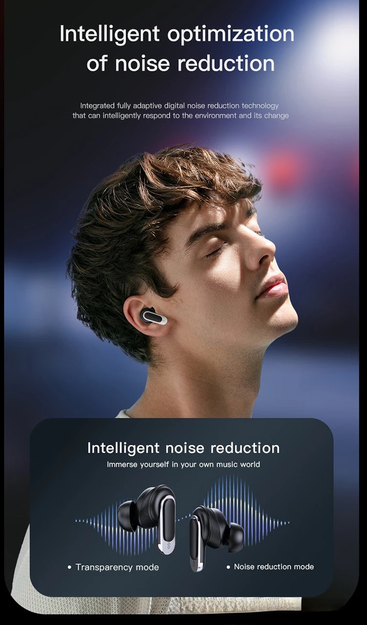 High Quality V8 Tws Earphones Lcd Full Color Touch Screen Anc Earbuds ...