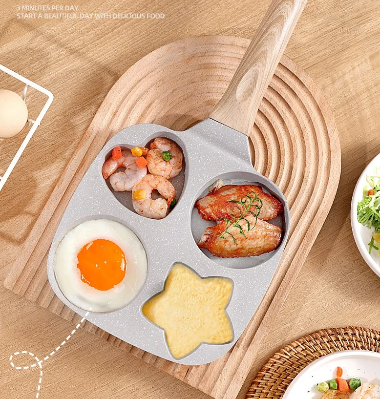 Multifunctional Frying Pan Double Bottom Four Holes Non Stick Pot Egg ...