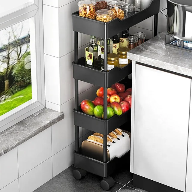 Home Plastic Rolling Kitchen Storage Shelf Cart - Buy Rolling Storage ...