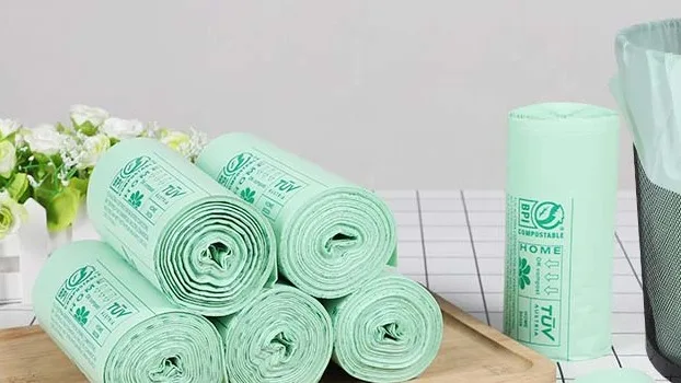 Custom Logo Compostable 100% Pla Trash Bag Biodegradable Handle Kitchen Garbage Bags Organic ...