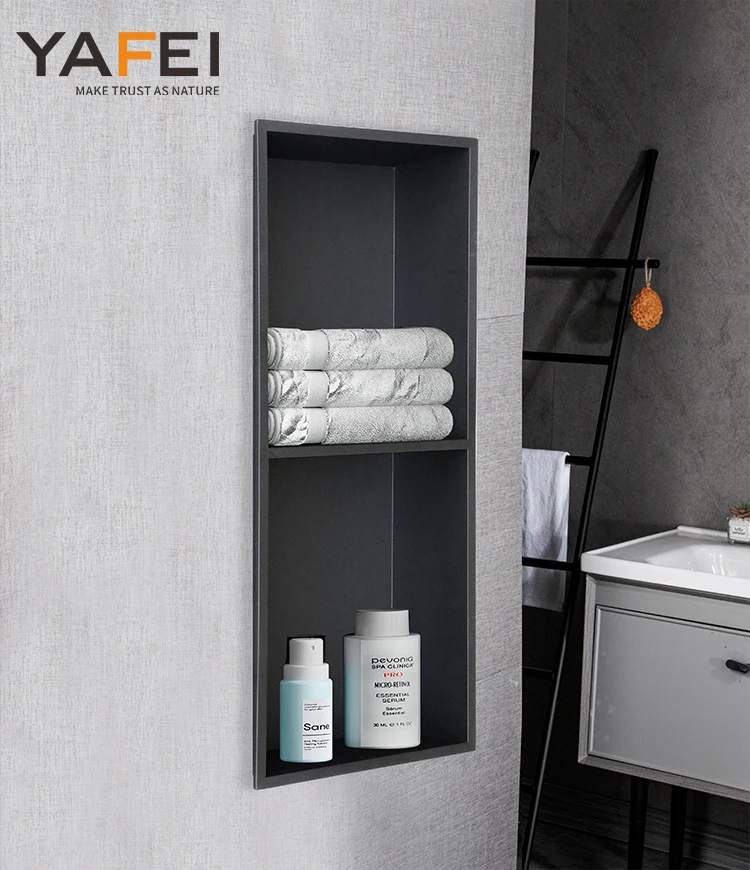 Stainless Steel Bathroom Recessed Shower Shelf - Easy Install Dual Tier ...