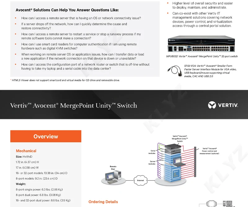 Vertiv Avocent Merge Point Unity Mpu Digital Kvm Switch Kvm Over Ip 8 ...