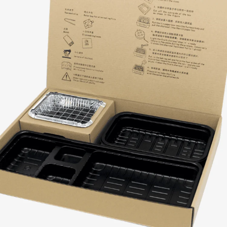 Disposable portable grill large capacity lunch box for outdoor