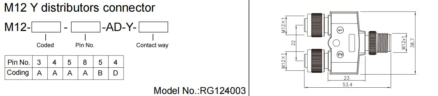 Factory Customized Y Splitter Plug Socket T Coupler M12 Male/2x M12 ...