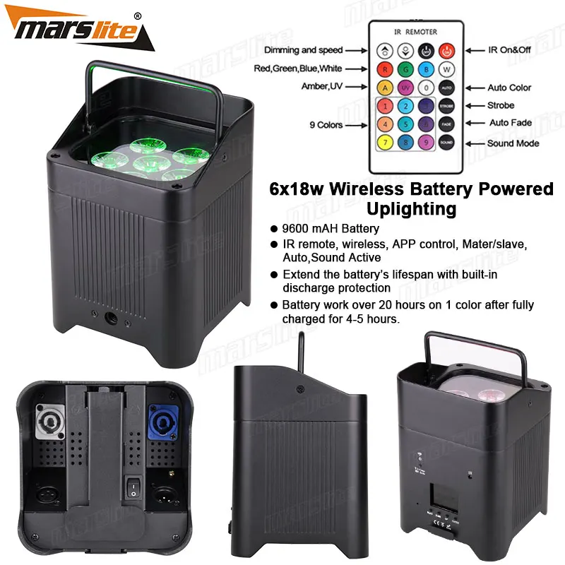 Marslite 6x18 Led Wireless Battery Uplight Wedding Party Lumiere Dj ...
