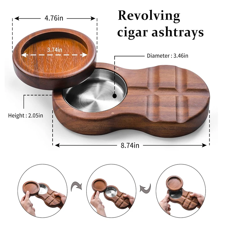 Whiskey Glass Tray and Cigar Holder Revolving Accessories with Slots to ...