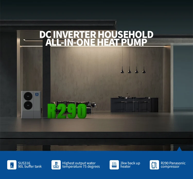 NULITE Monoblock R32 R290 DC Inverter Heat Pump 8KW 10KW