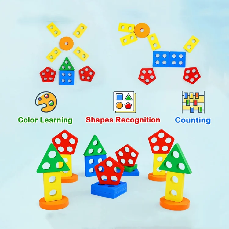 Baby Large Rainbow Wooden Stacker Wooden Toys For Kids Creative ...