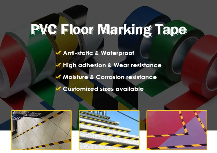 Yellow And Black Safety Signage Pvc Floor Marking Tape Single-sided ...