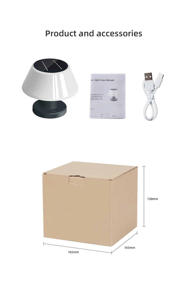 Led Solar Table Lamp with Solar Panel Usb Rechargeable Indoor Desk bar ...