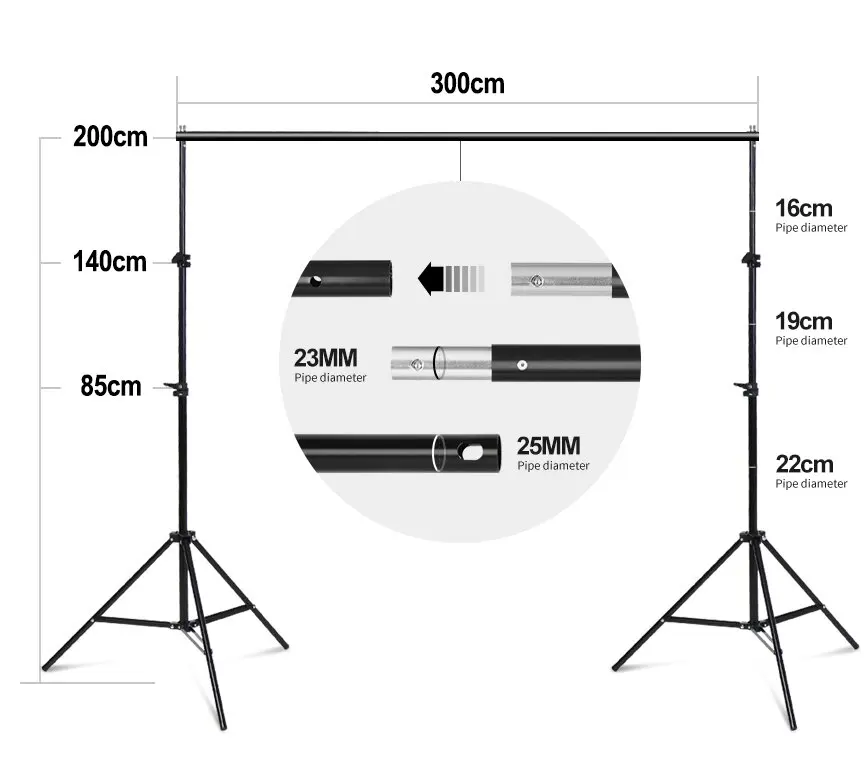 Photo Studio Equipment 2*3m Background Stand Photography Backdrop Set ...