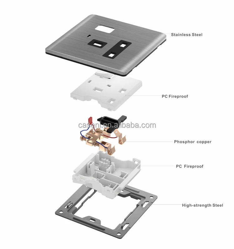 13A Two and Three Pin Light Switch Socket Wall Switch Universal Socket ...
