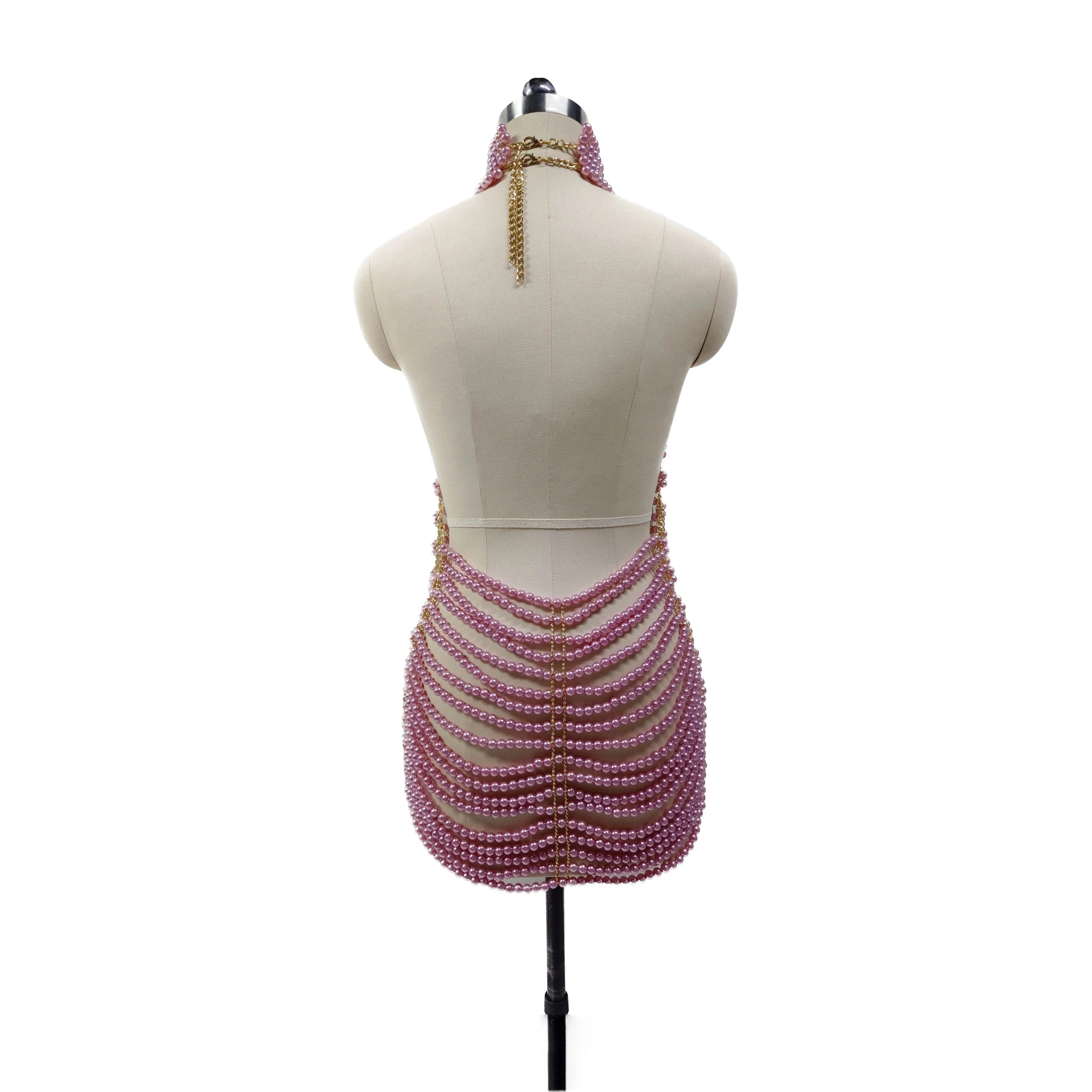 A8099 Fashion Handmade Styles Ladies Pearl Dress Free Size