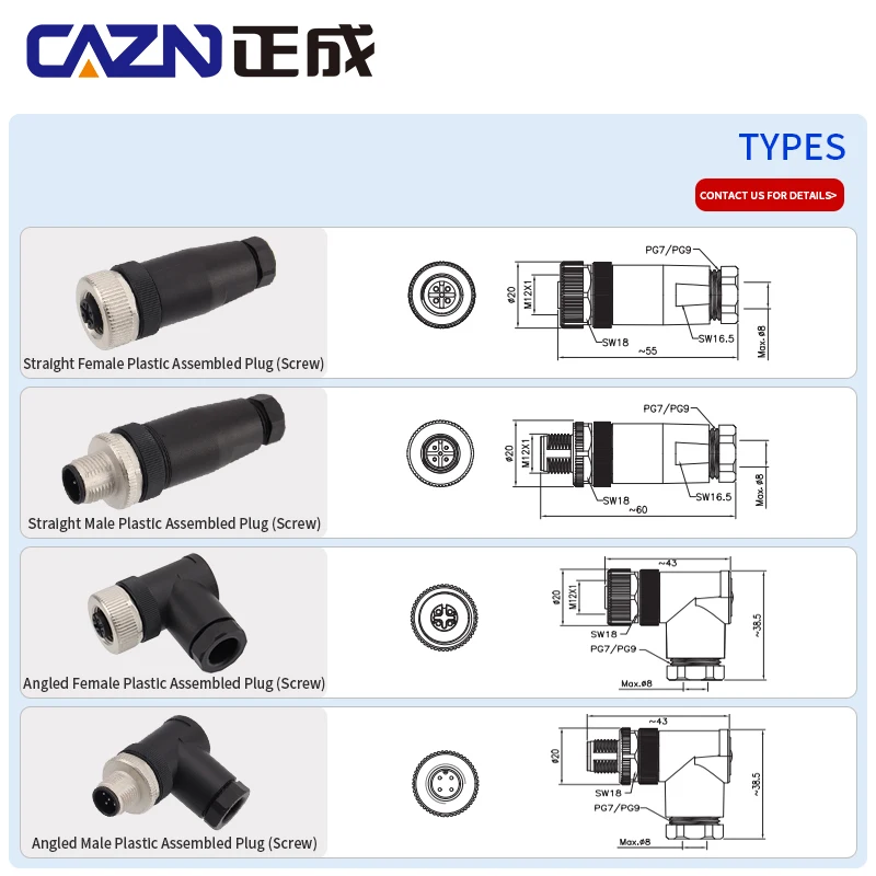 M12 Screw Plastic Assembled Connectors - Reliable & Durable