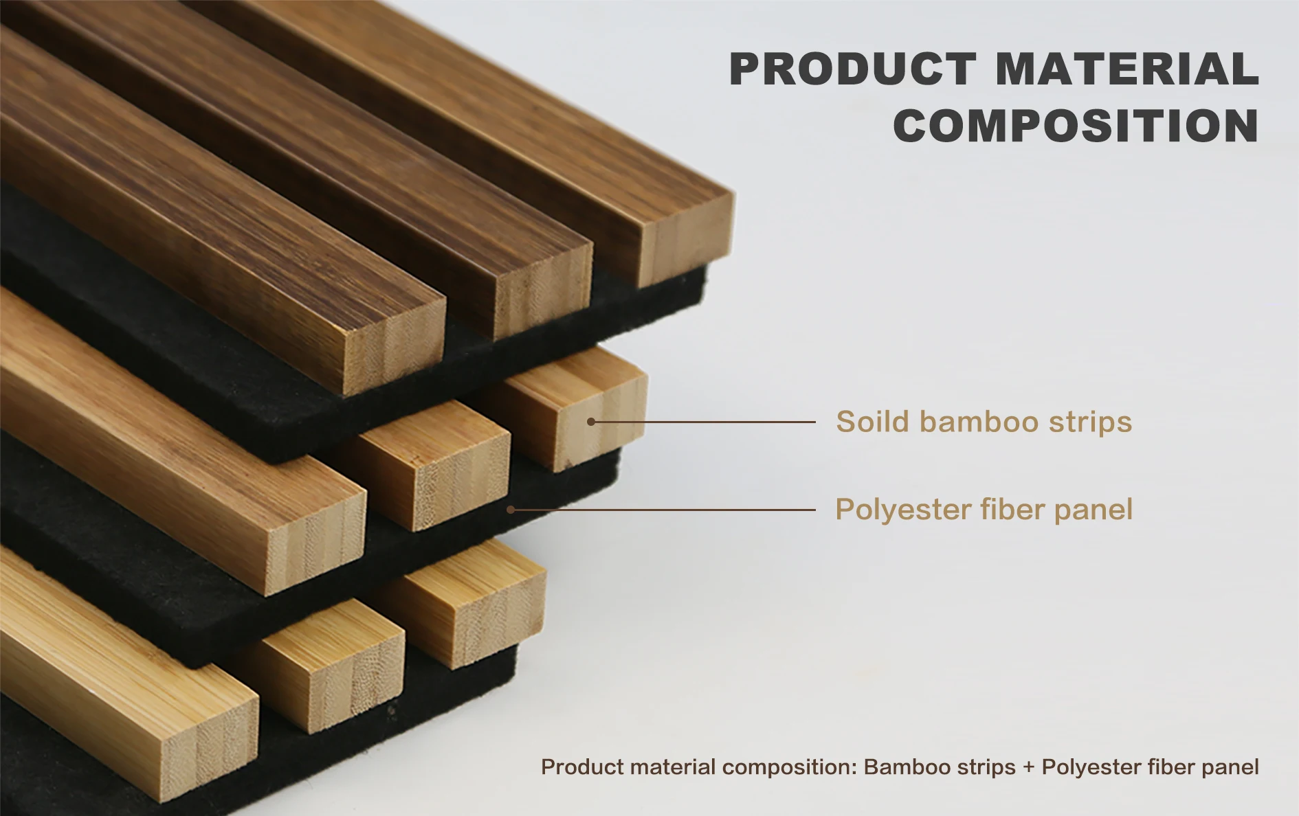 Greezu Bamboo Wood Slat Acoustic Baffles - PET Sound Insulation Panels