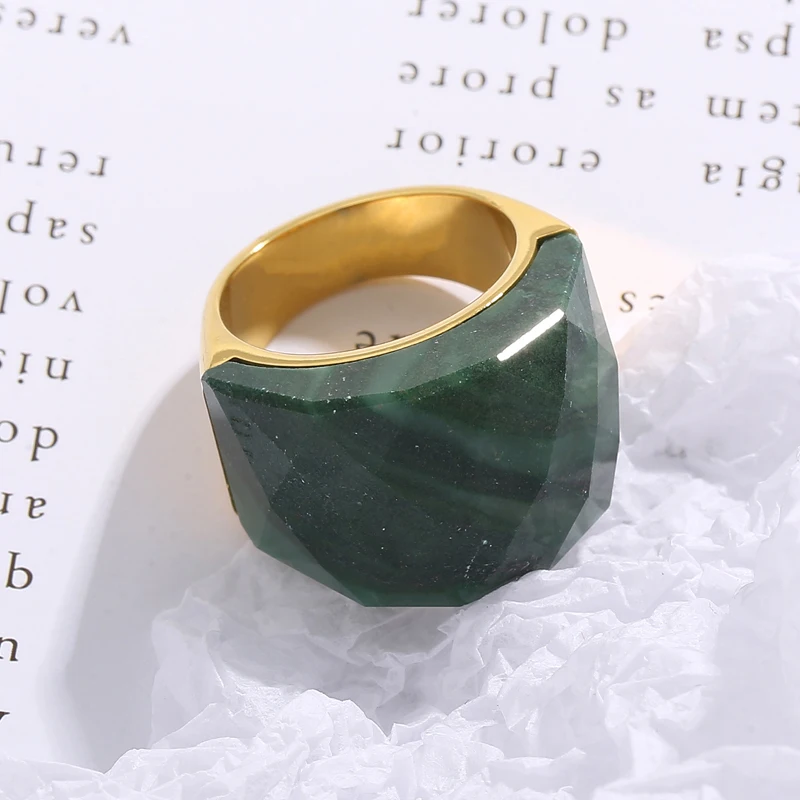 Kalen Fashion Natural Stone 18k Gold Multi-coloured Rings Women ...