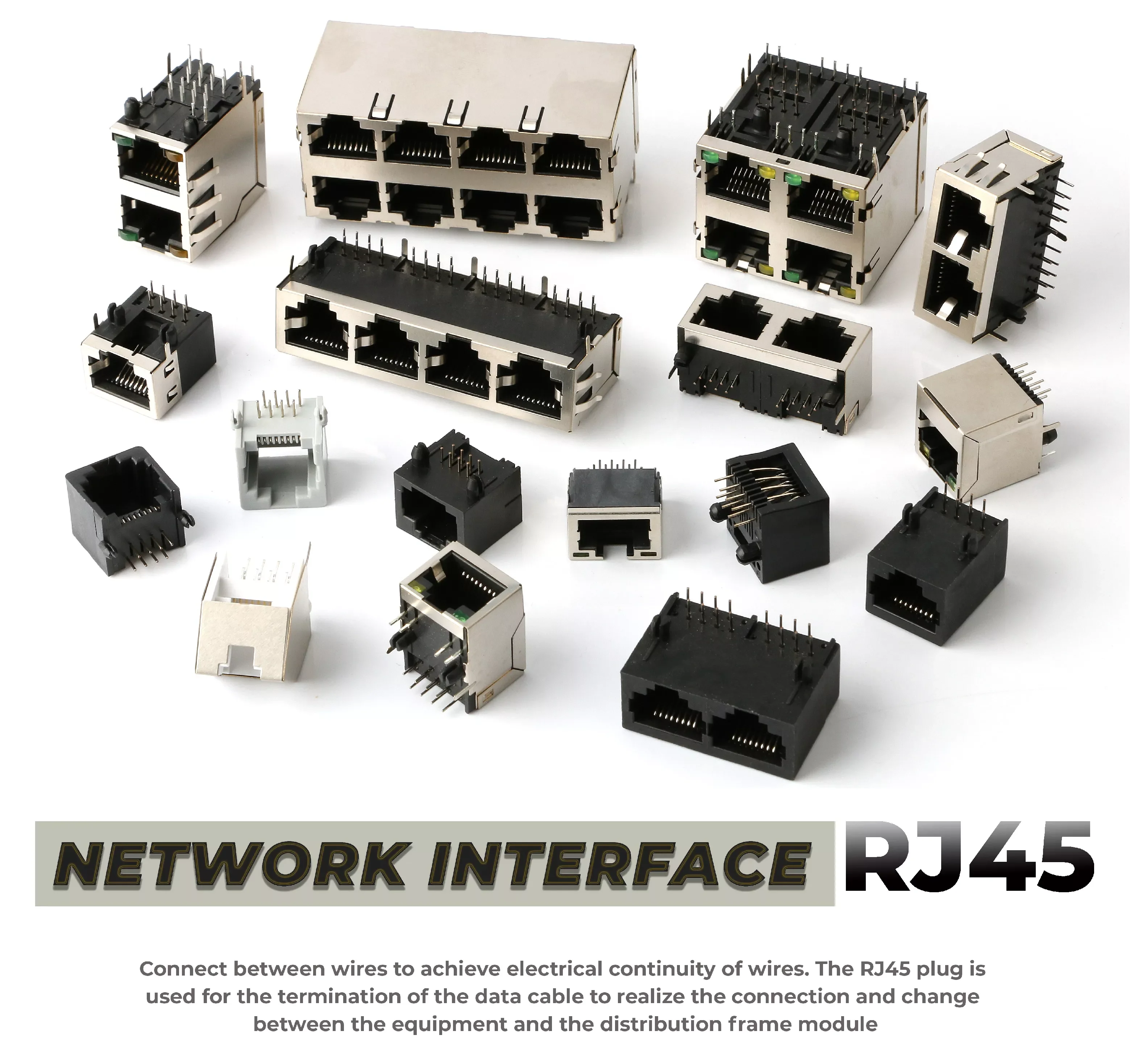 Rj45 Connector Network Plug Black Plastic 8pins 59-8p8c Rj45 Female ...