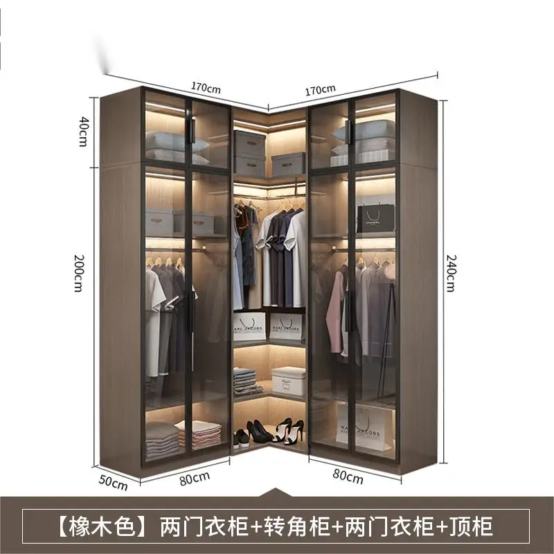 Wooden L Shape Corner INS Bedroom Furniture Cabinet