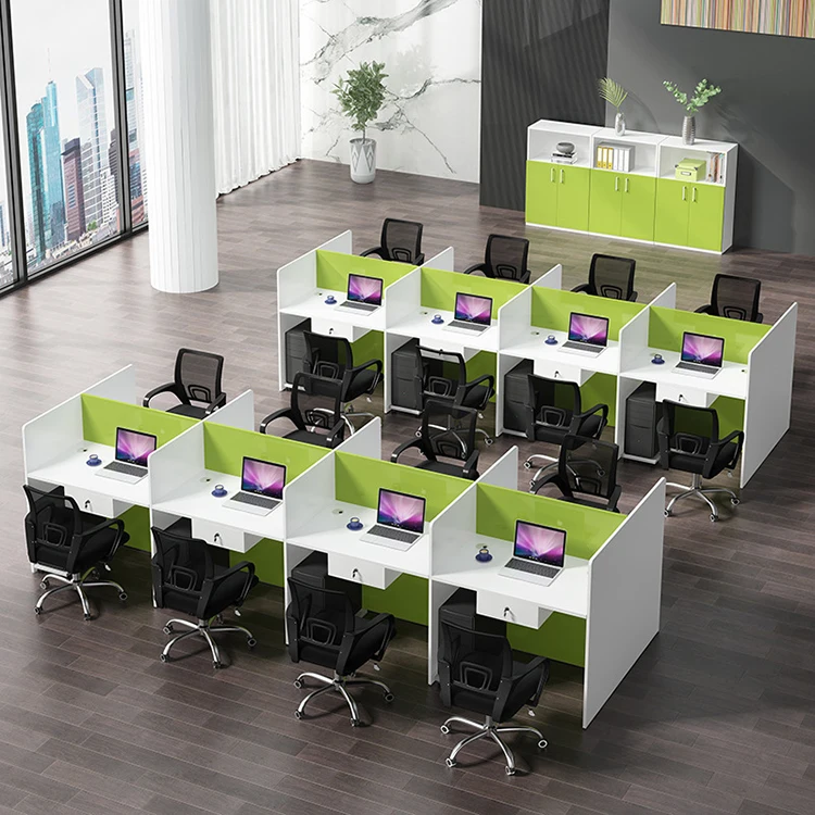 Modern Office Cubicle Partition Shared Workspace Modular 4 Seater Work ...