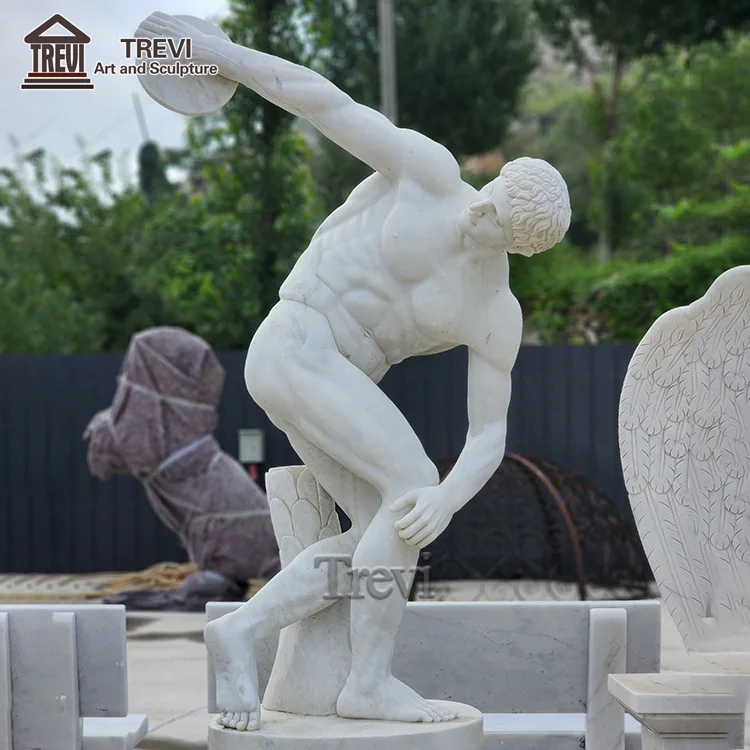 White Marble Carved Classic Greek Athlete Sculpture Discobolus Marble ...