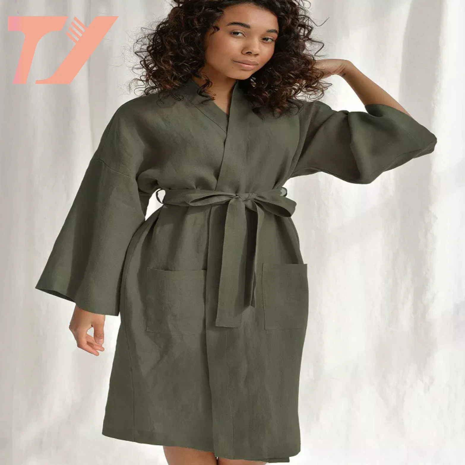Bathrobe Female Full Sleeve Light For Coverage Loose Double Pockets ...