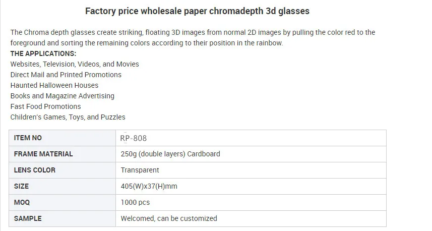 Spectral Separation 3d Glasses Diffraction Grating Lens Chromadepth 3d ...