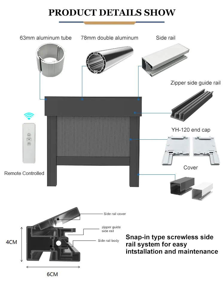 Heavy Duty Automatic Motorized Outdoor Roller Blind High Quality Custom ...